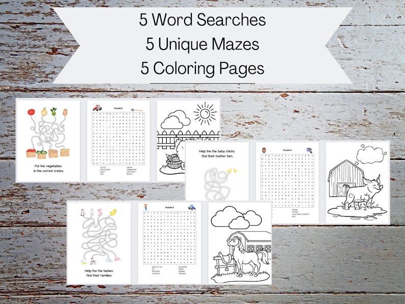 Farm Activity Printable // Farm Coloring Pages Kids - Etsy