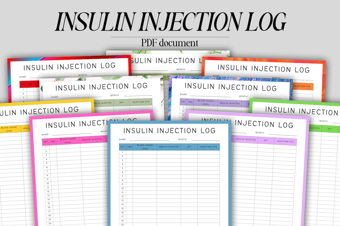Insulin Tracker // Injection Log, Blood Sugar Journal, Diabetic Tracker ...