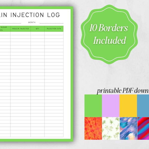 Insulin Injection Log Book - Etsy
