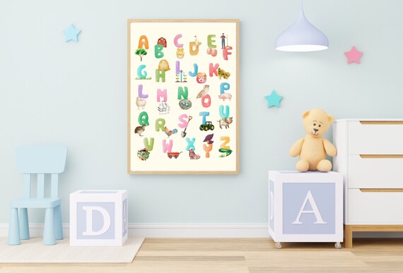 Farm Alphabet Letters Wall Art for Children's Room or - Etsy