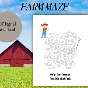 Farm Maze // Farm Activity Printable, Farm Animals Activities, Barnyard ...
