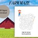 Farm Maze // Farm Activity Printable, Farm Animals Activities, Barnyard ...