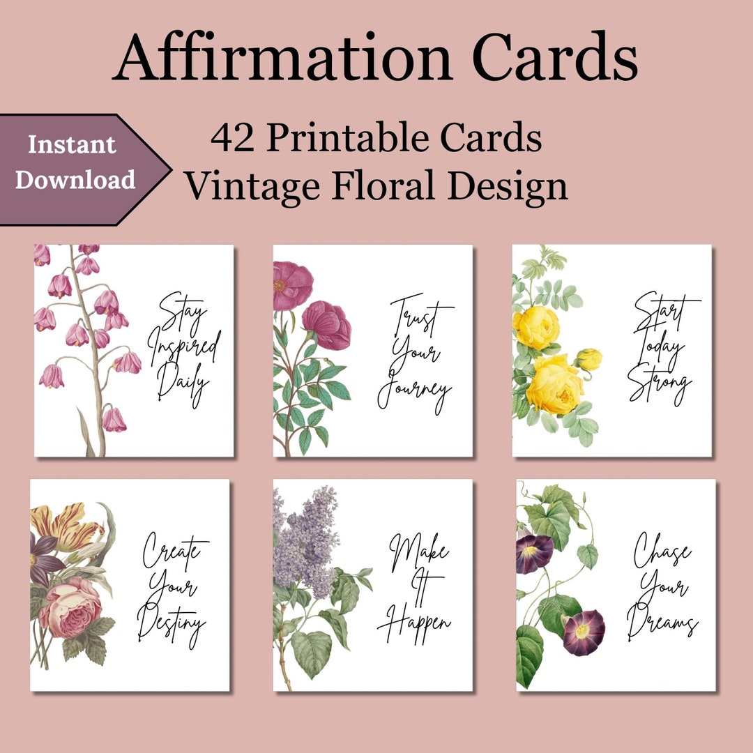 Affirmation Station Cards, Vintage Floral Affirmation Deck, I Am Enough ...