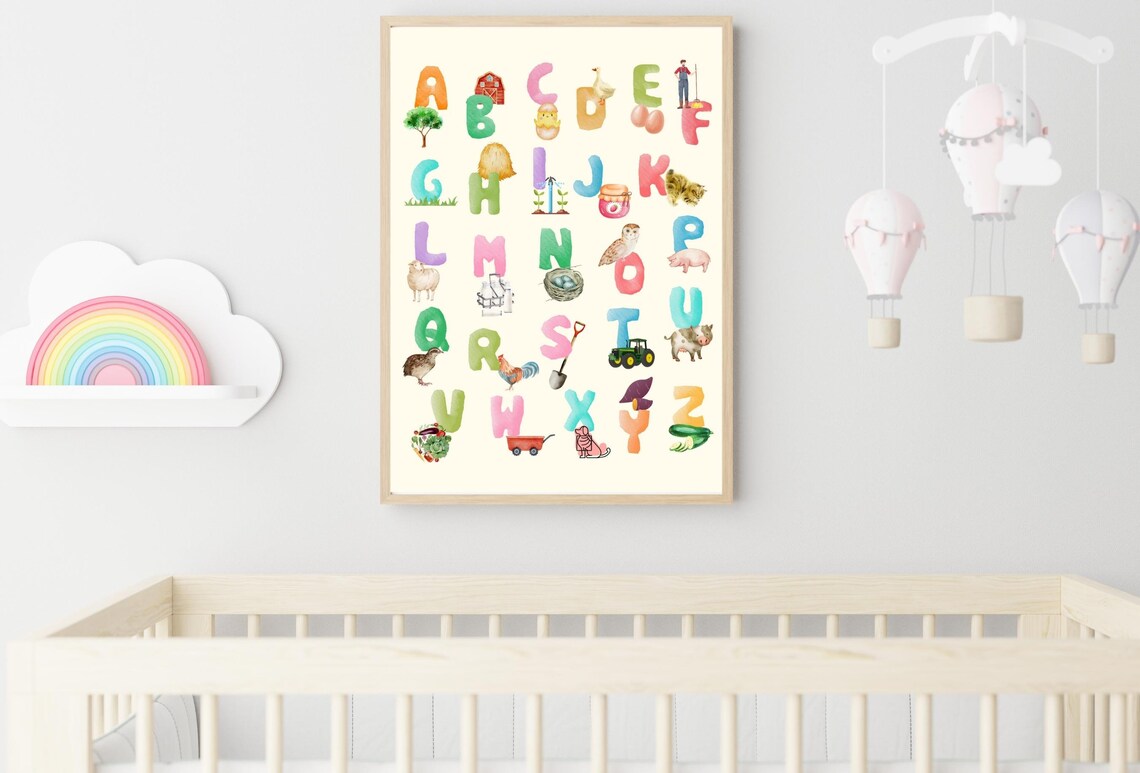 Farm Alphabet Letters Wall Art for Children's Room or Nursery ...