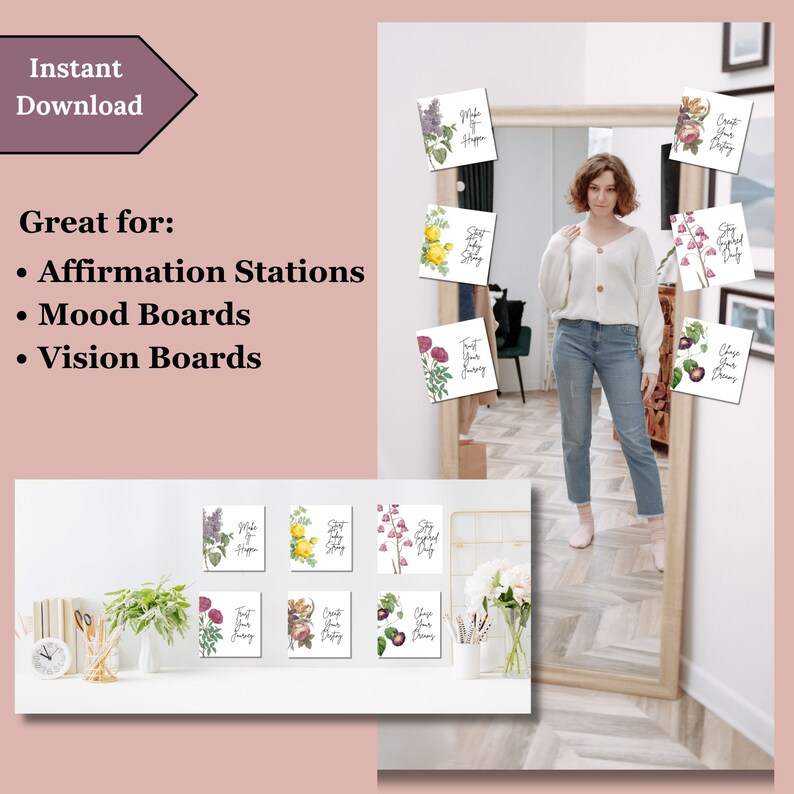 Affirmation Station Cards, Vintage Floral Affirmation Deck, I Am Enough ...