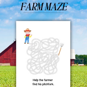 Farm Maze // Farm Activity Printable, Farm Animals Activities, Barnyard ...