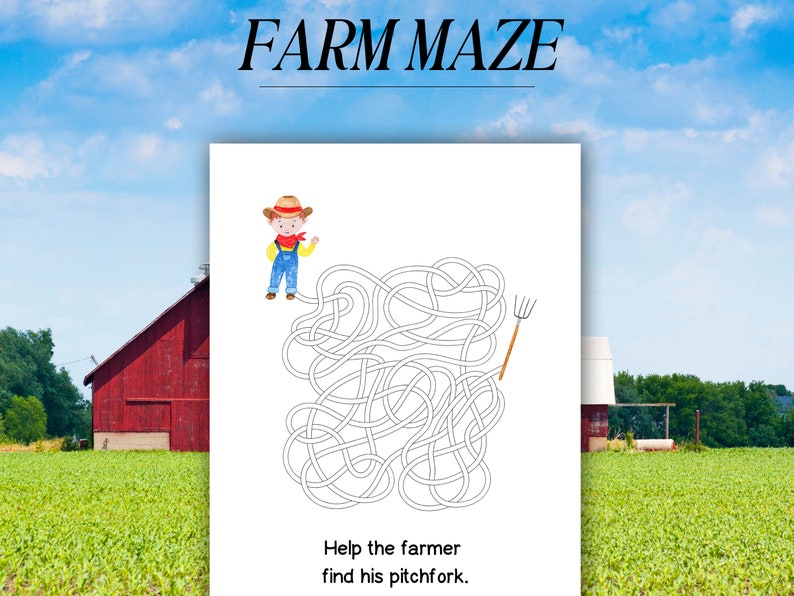Farm Maze // Farm Activity Printable, Farm Animals Activities, Barnyard ...