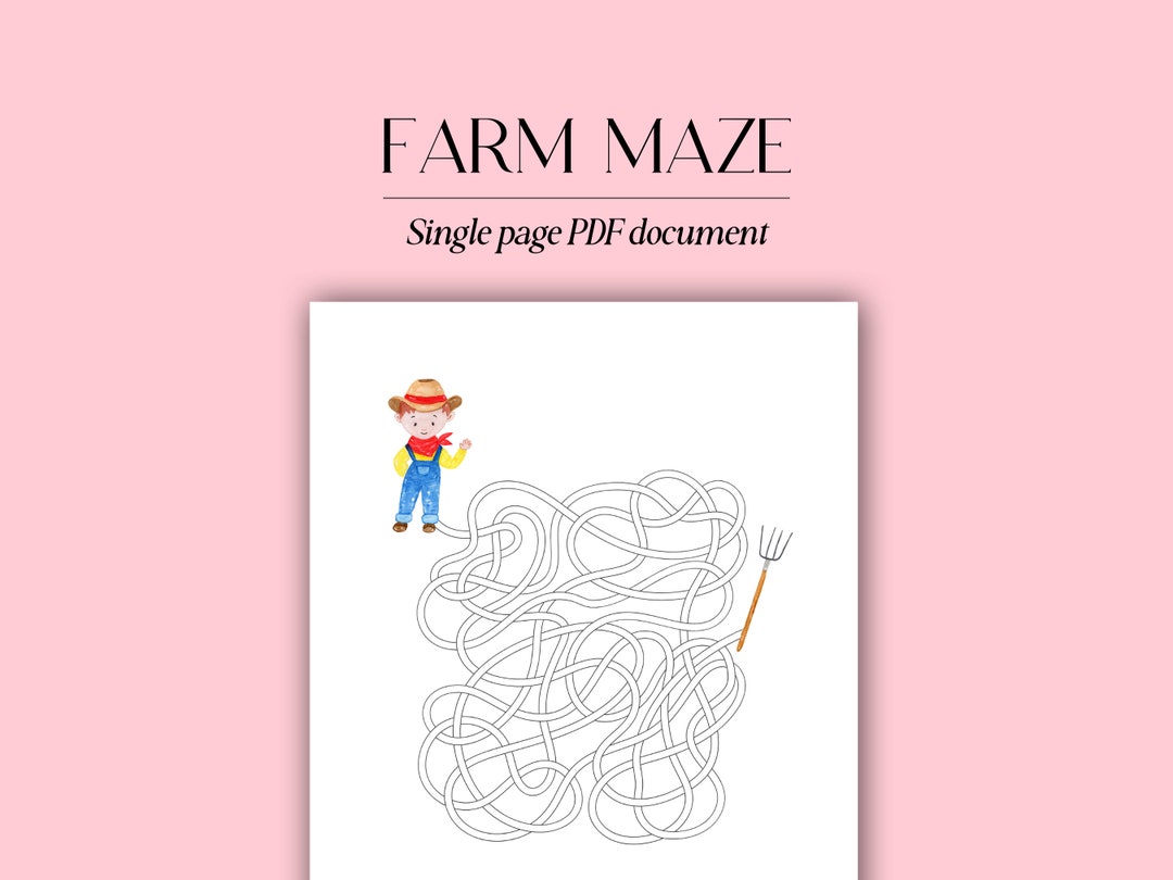 Farm Maze // Farm Activity Printable Farm Animals Activities - Etsy