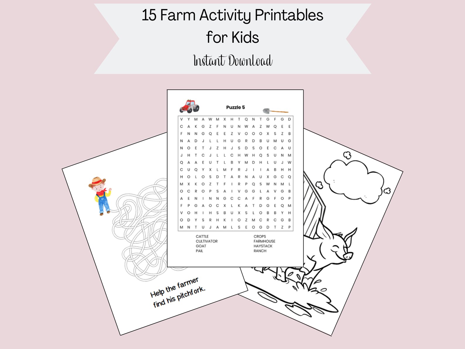 Farm Activity Printable // Farm Coloring Pages Kids - Etsy