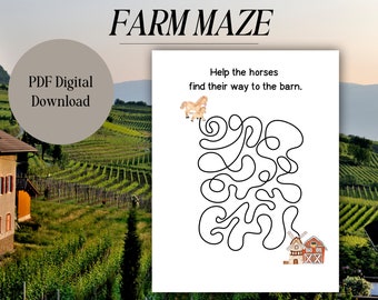 Farm Maze // Farm Activity Printable, Farm Animals Activities, Barnyard ...