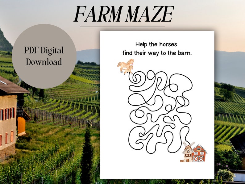 Farm Maze // Farm Activity Printable, Farm Animals Activities, Barnyard ...