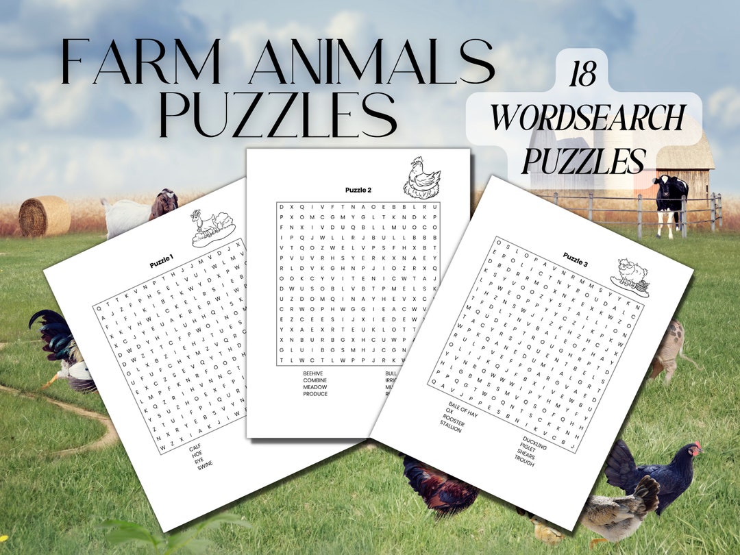 Farm Animals Puzzle // Farm Activity Printable, Kids Wordsearch, Farm ...