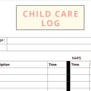 Simple Child Care Log Form, Baby Tracker, Childcare Log, Printable - Etsy