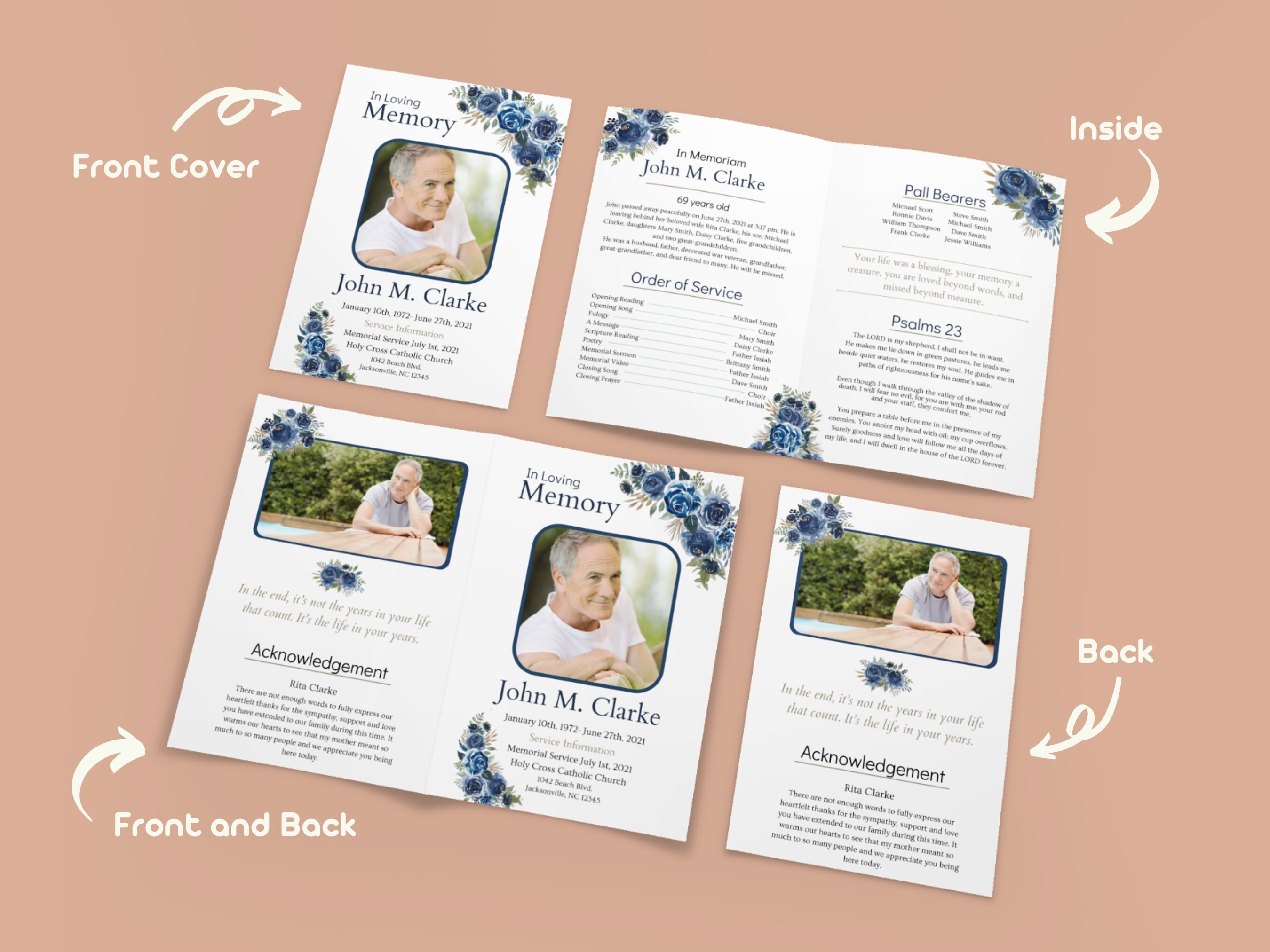 Man Funeral Program Template, Obituary Template, Obituary, Celebration ...