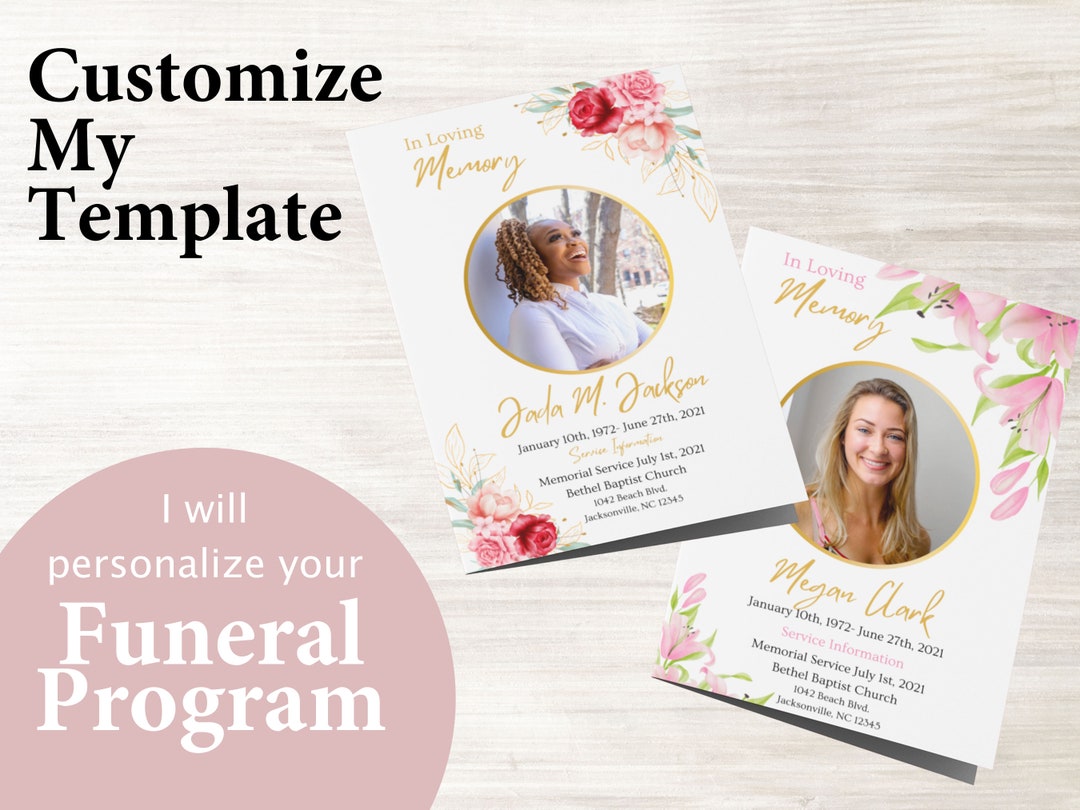 Customize My Obituary Template | Personalize My Funeral Program ...
