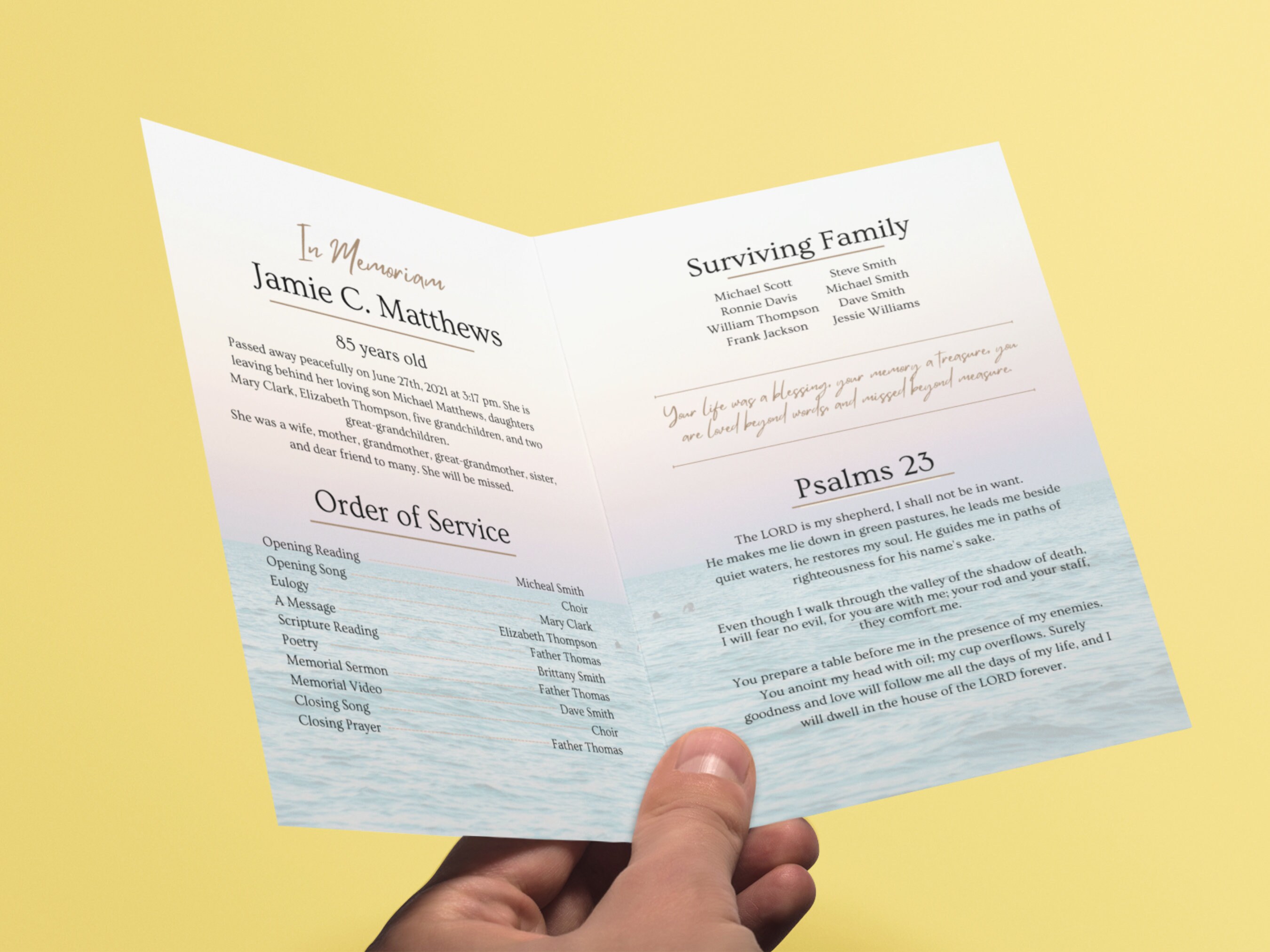 Sunrise Funeral Program Template Obituary Template Printable - Etsy