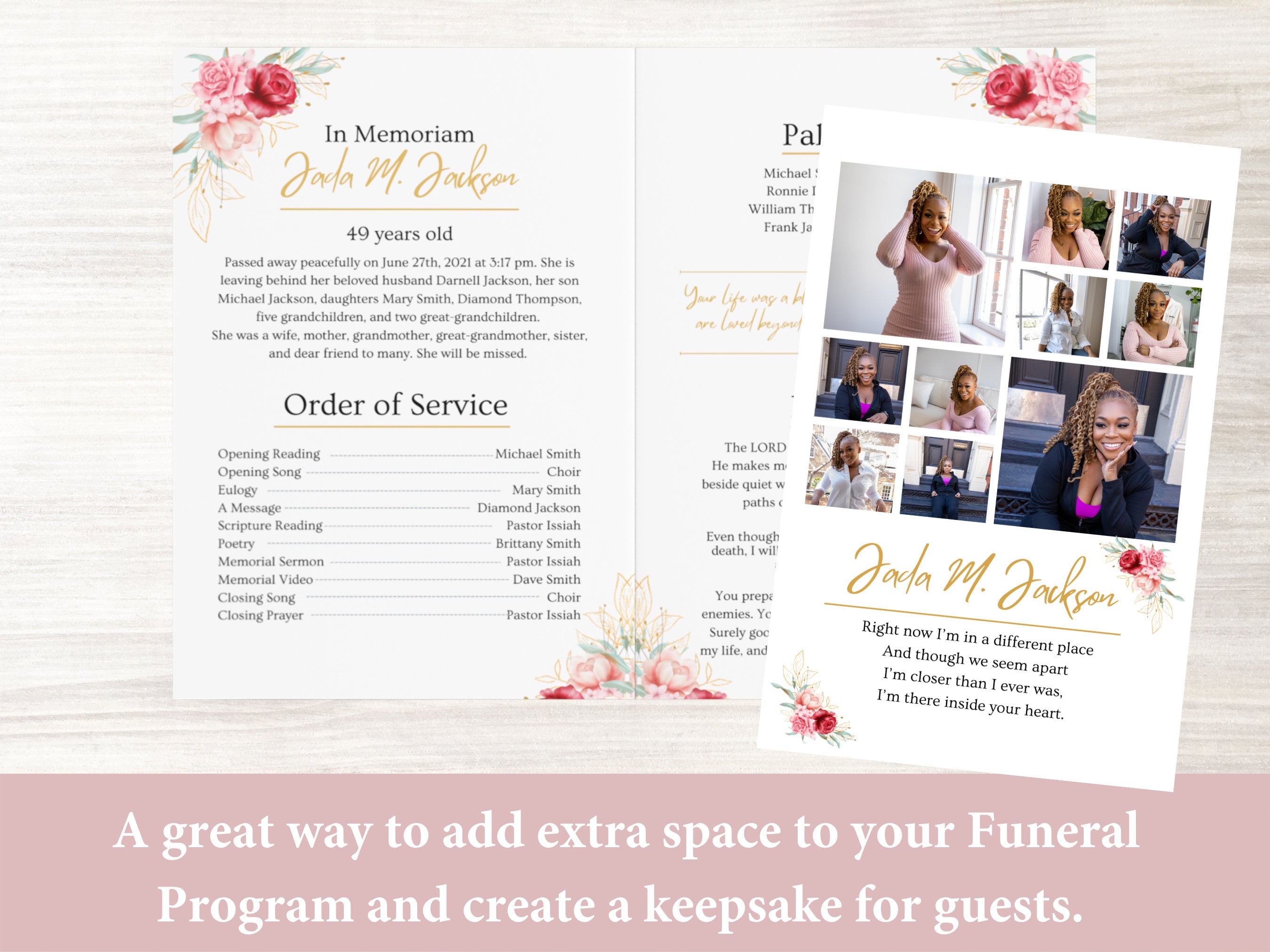 Photo Collage Insert for Your Funeral Program Template | Obituary ...