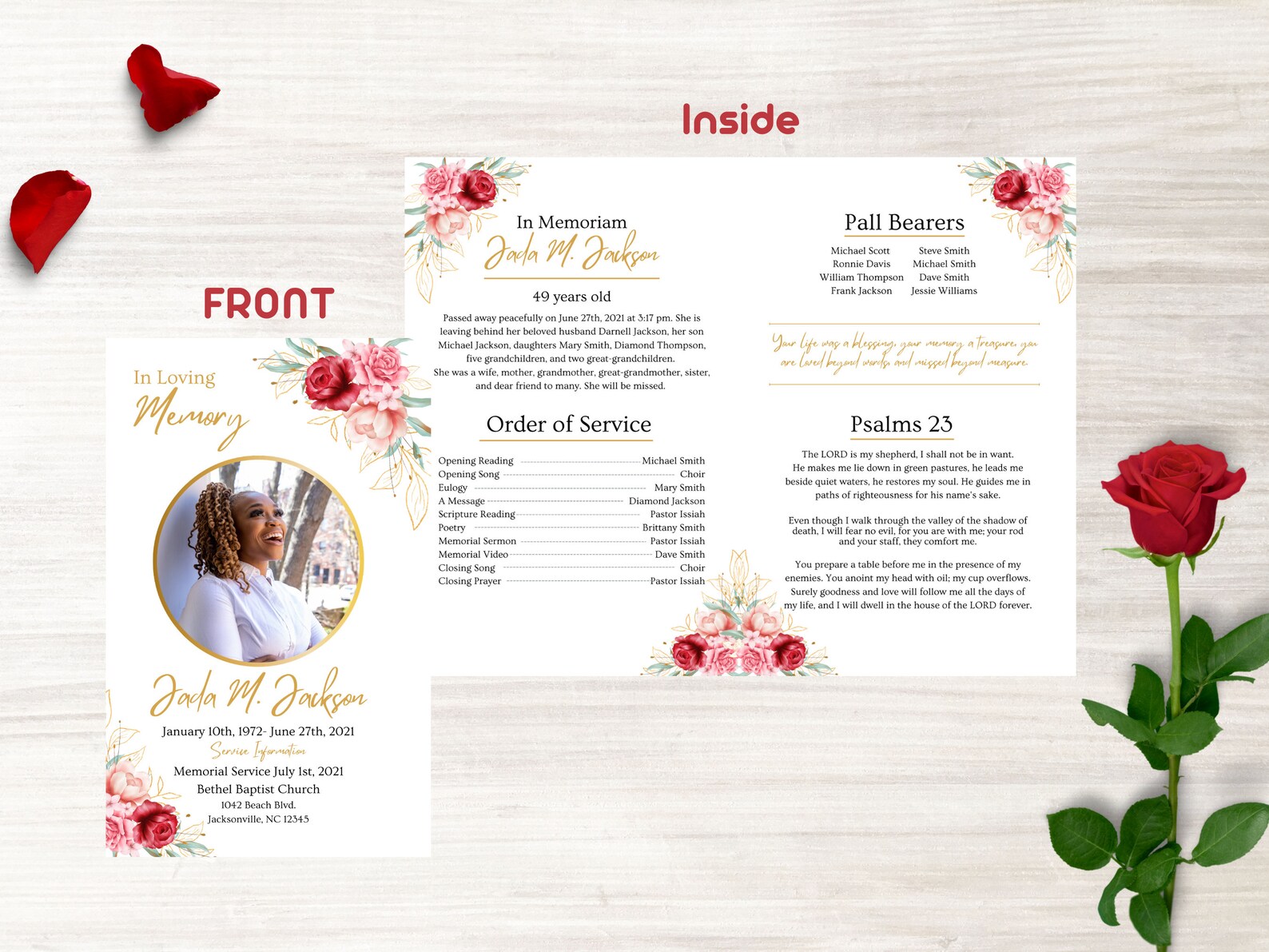 Canva Funeral Program Template, Obituary Template, Funeral Template for ...