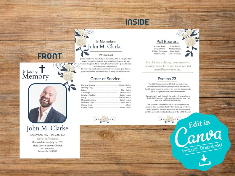 Christian Funeral Template, Religious Funeral Program Template ...