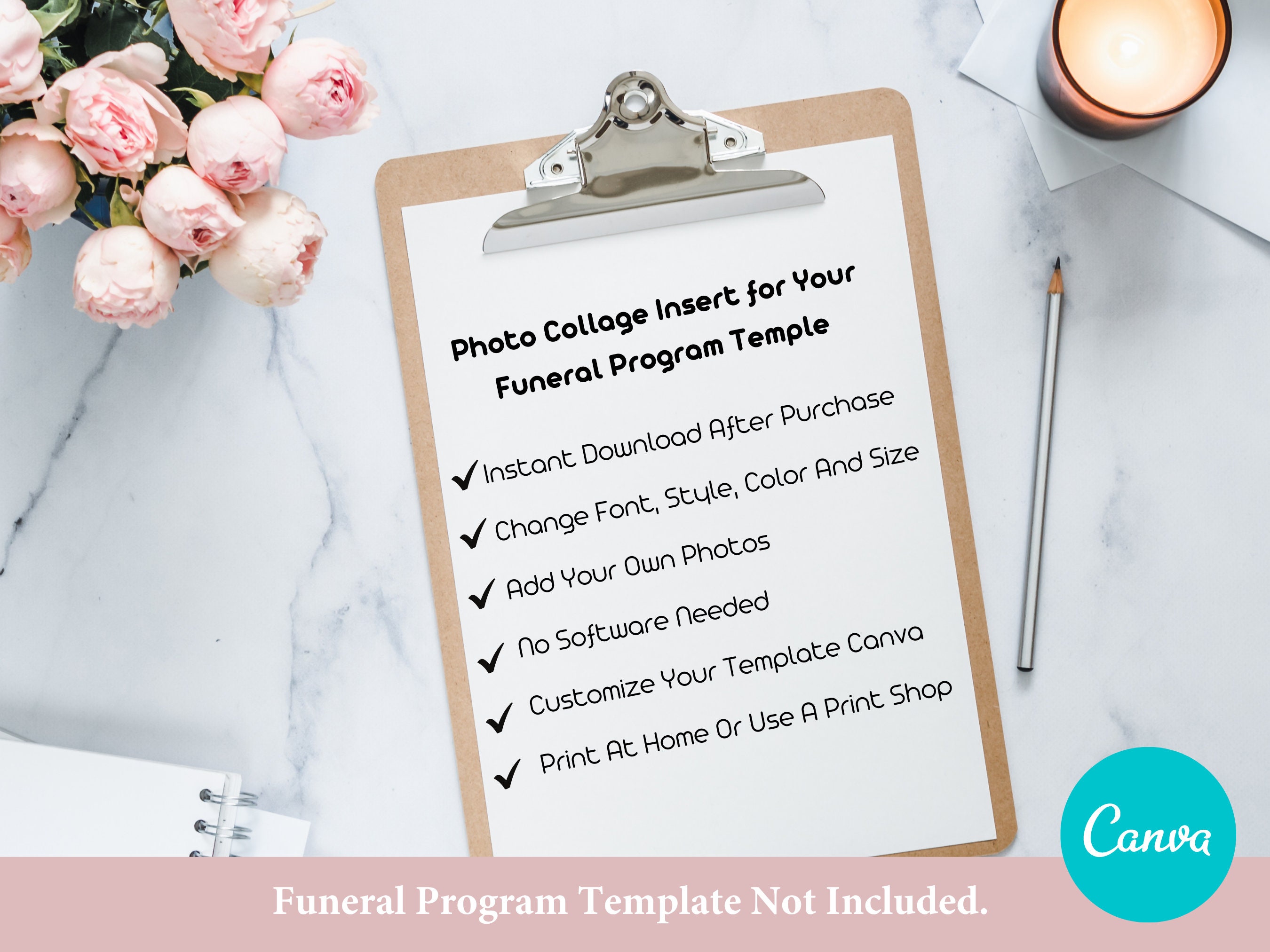 Photo Collage Insert for Your Funeral Program Template Obituary ...