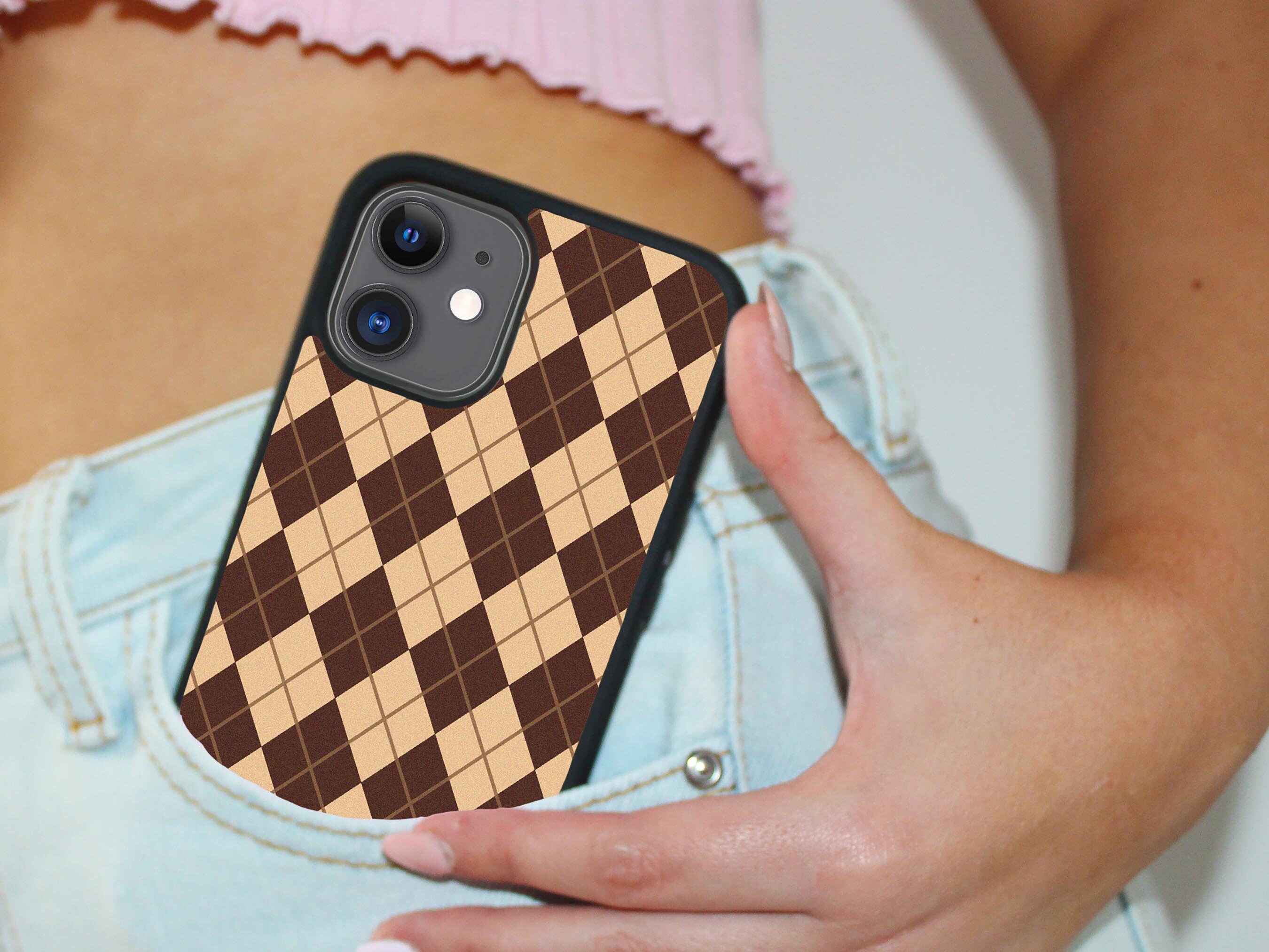 Coffee Brown Argyle Phone Case - Etsy