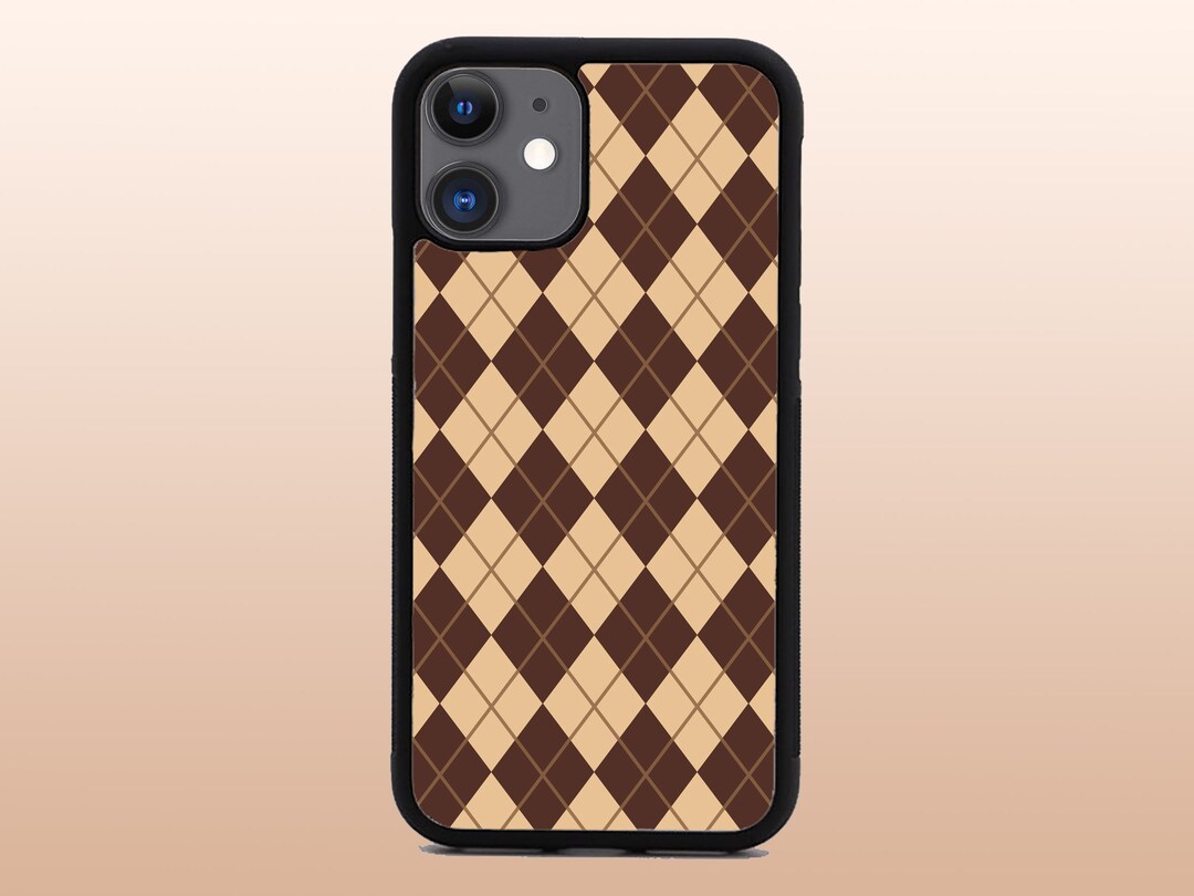 Coffee Brown Argyle Phone Case - Etsy