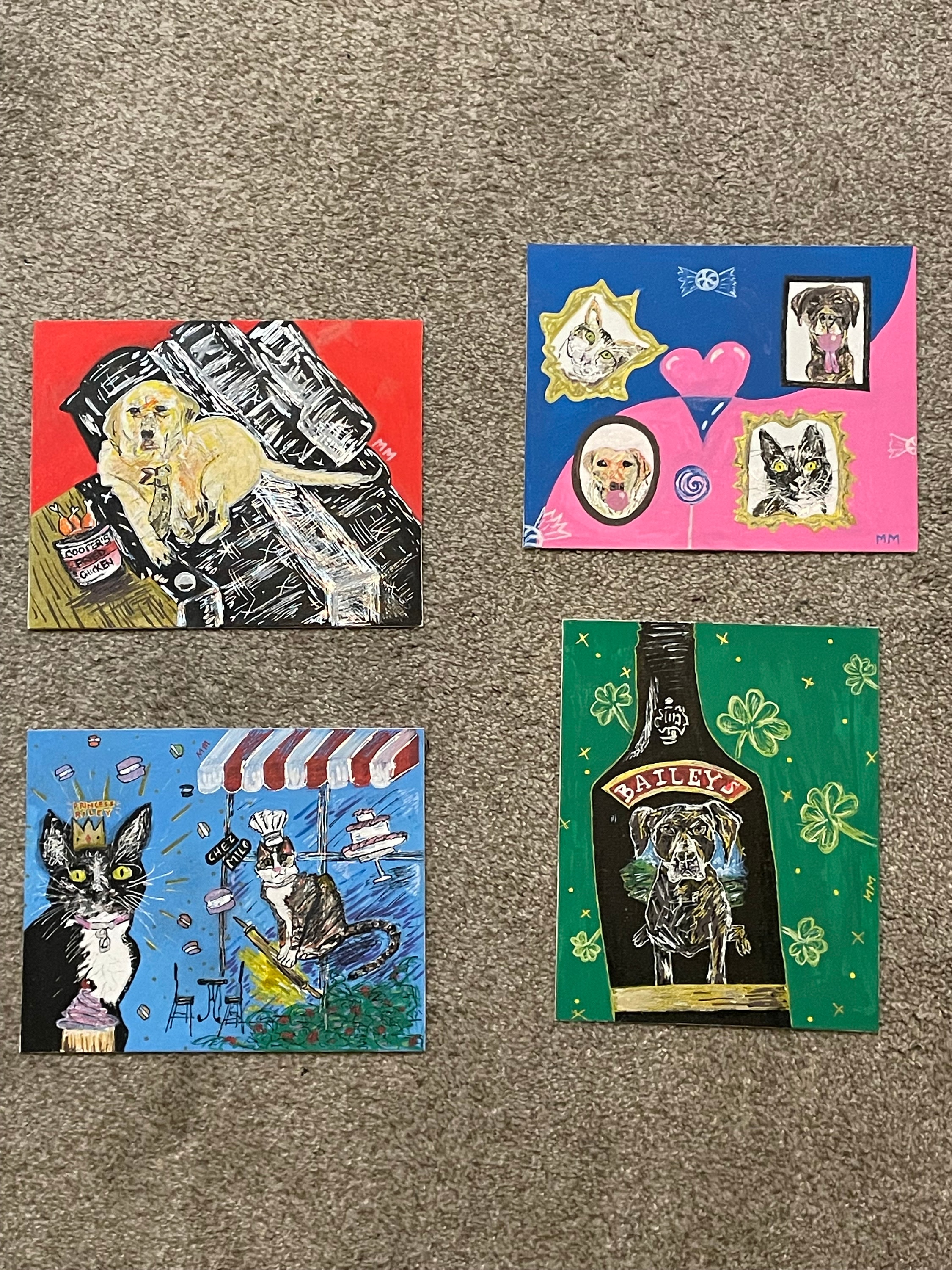 Made to Order Custom and Unique Pet Portraits Hand-drawn With Paint ...