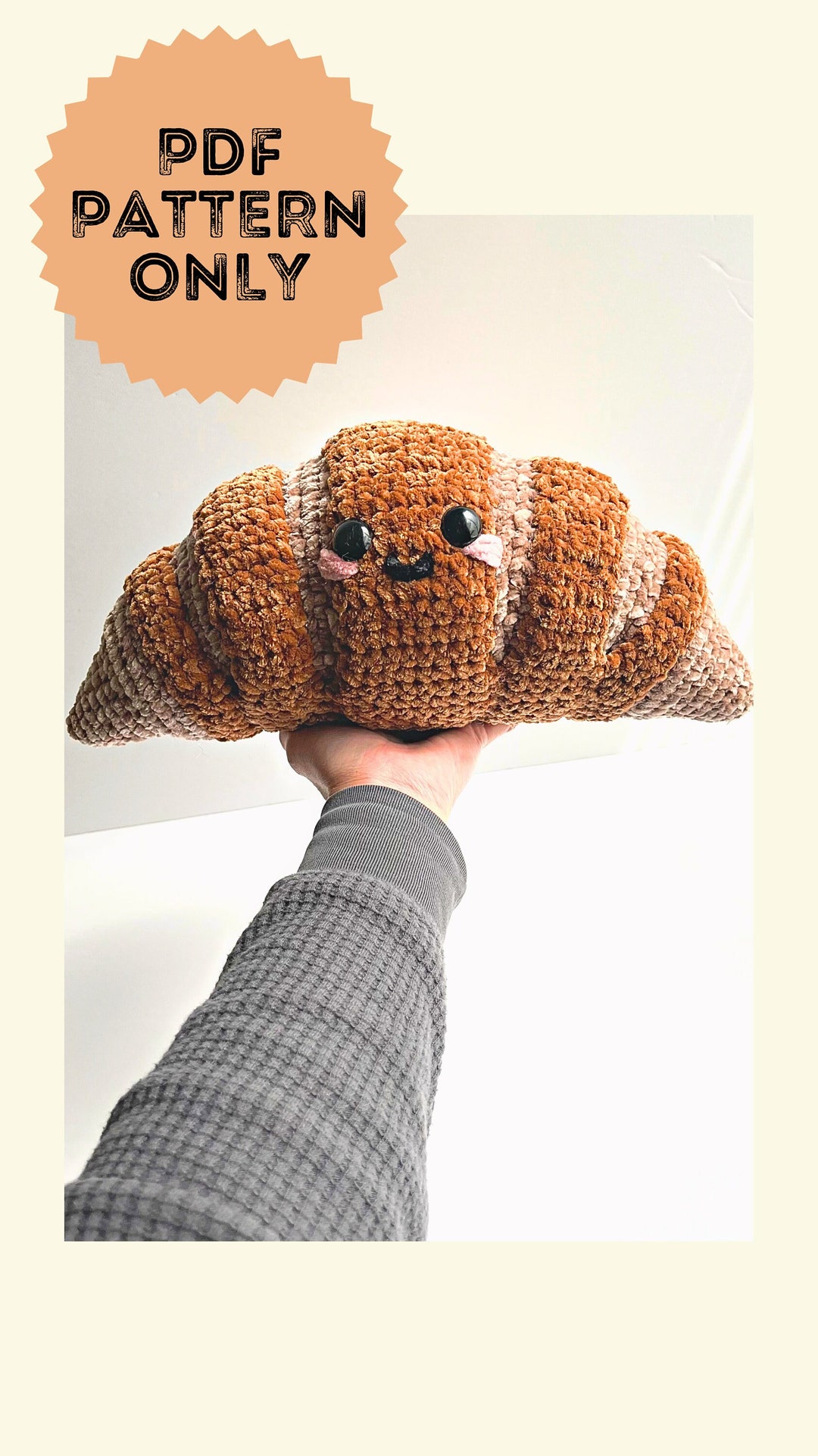 Jumbo Croissant Throw Pillow Easy to Follow Crochet Pattern Instant ...