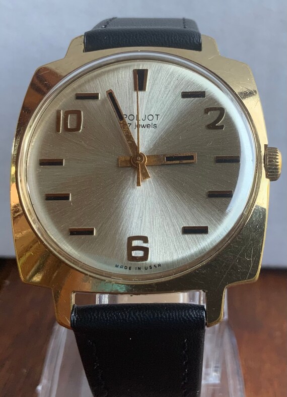 POLJOT 17 jewels dress wrist watch BIG gold plated - Gem