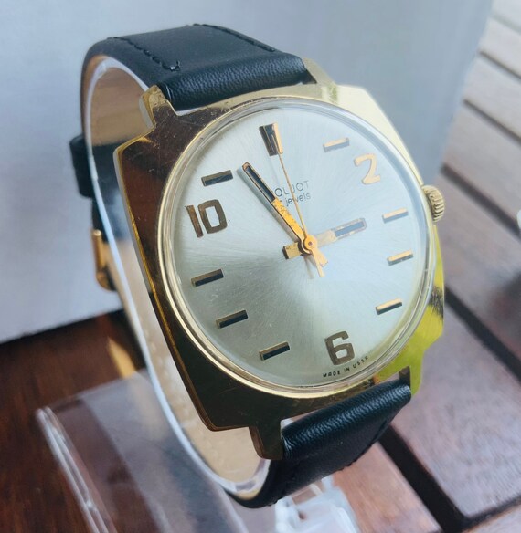 POLJOT 17 jewels dress wrist watch BIG gold plated - Gem