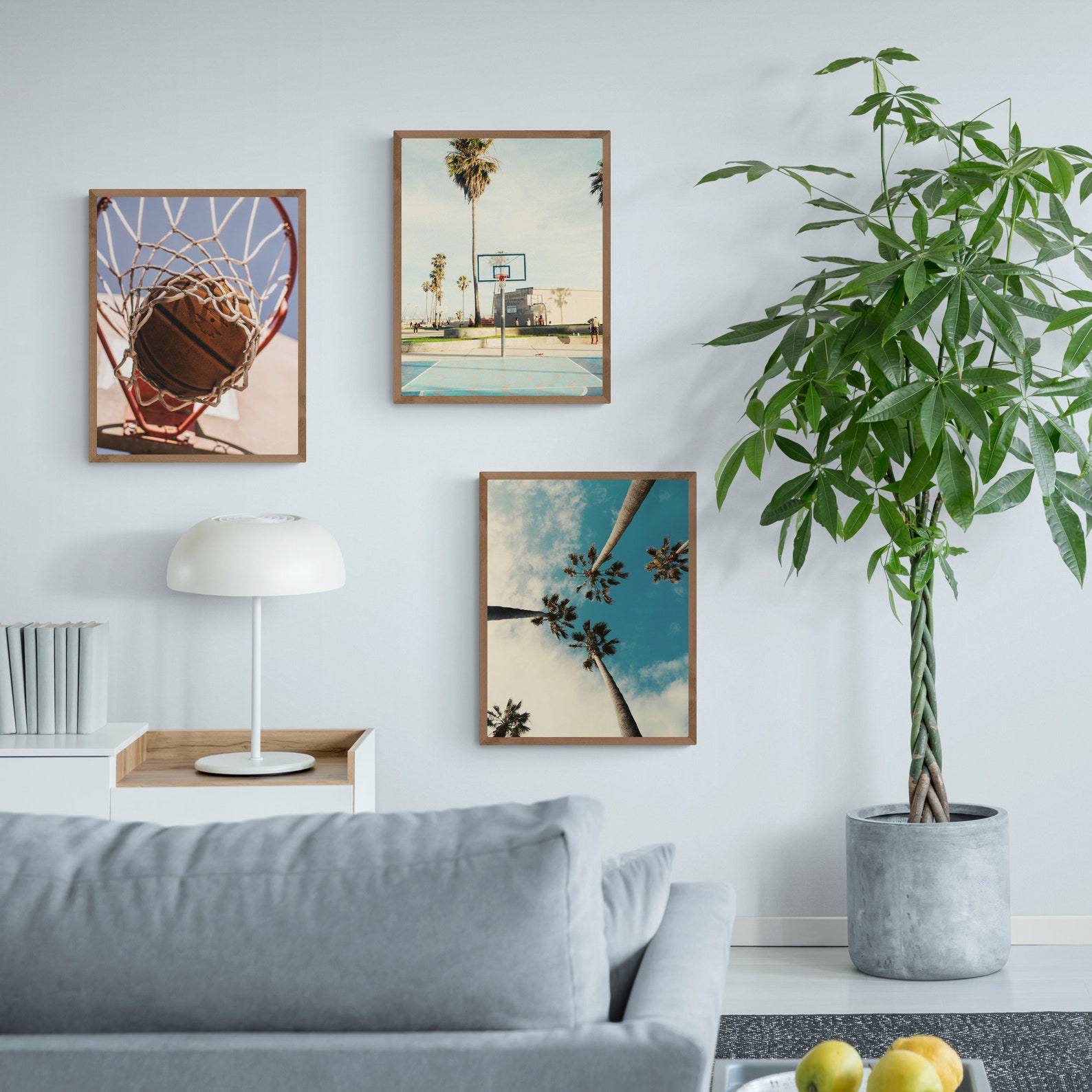 3 Piece Basketball Wall Art, Palm Tree Print, Wall Art Teenage Boy ...