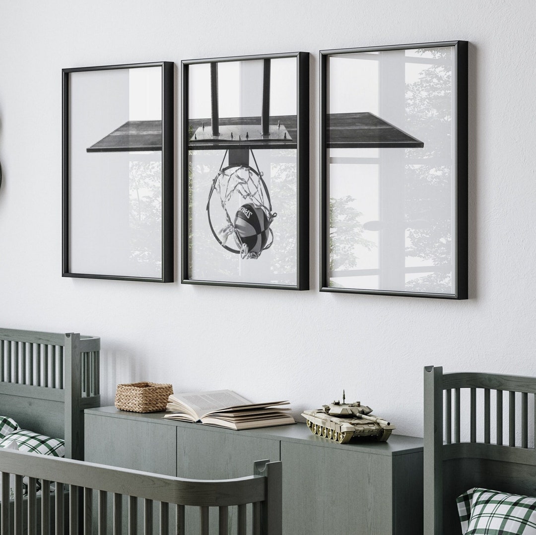 Triptych Framed Basketball Wall Art Framed Sports Poster Teen Room ...