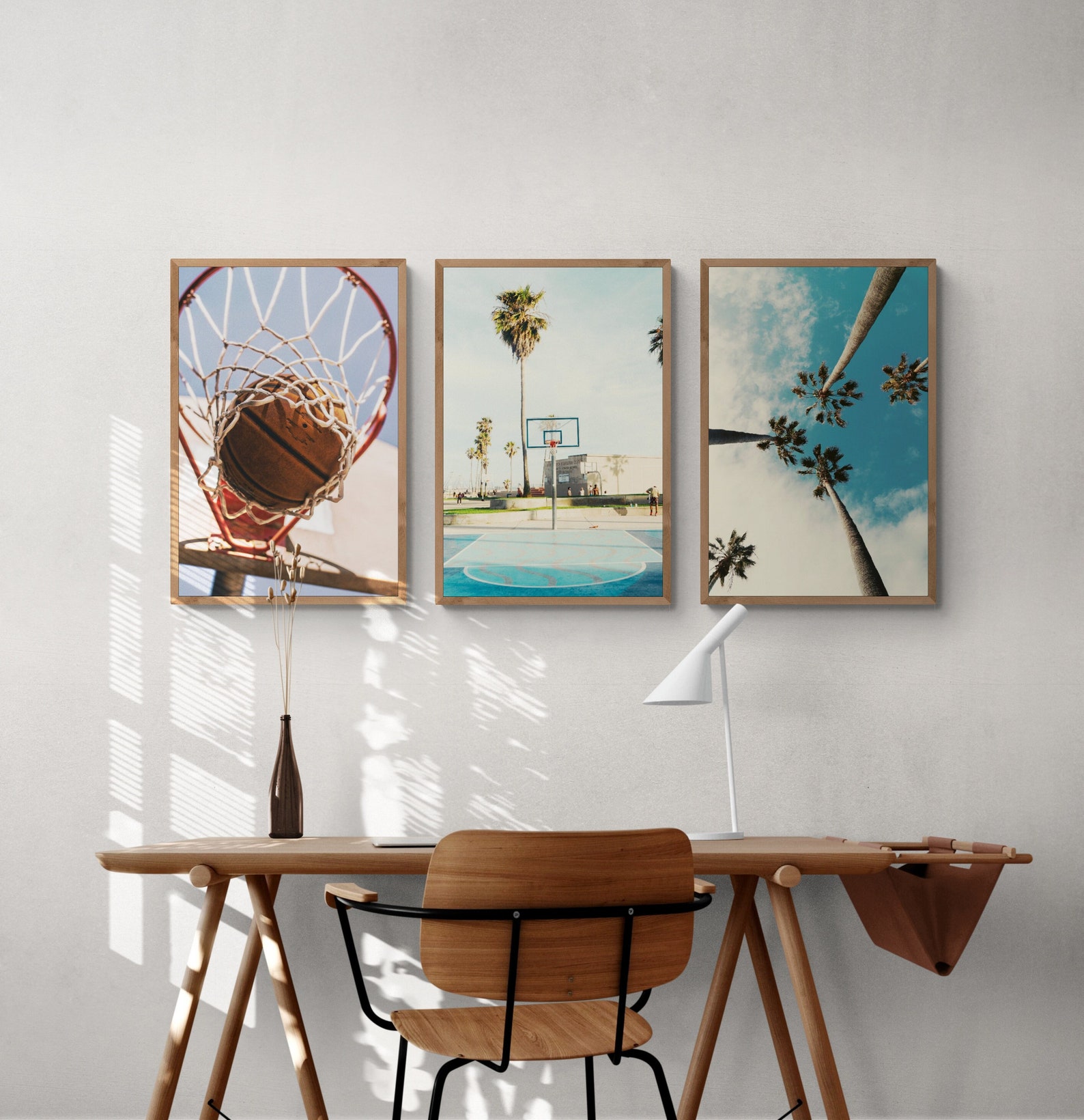 3 Piece Basketball Wall Art, Palm Tree Print, Wall Art Teenage Boy ...