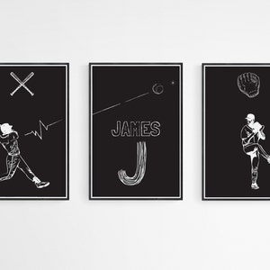3-piece Personalised Teen Boy Baseball Wall Decor | Teenage Boy Gift ...