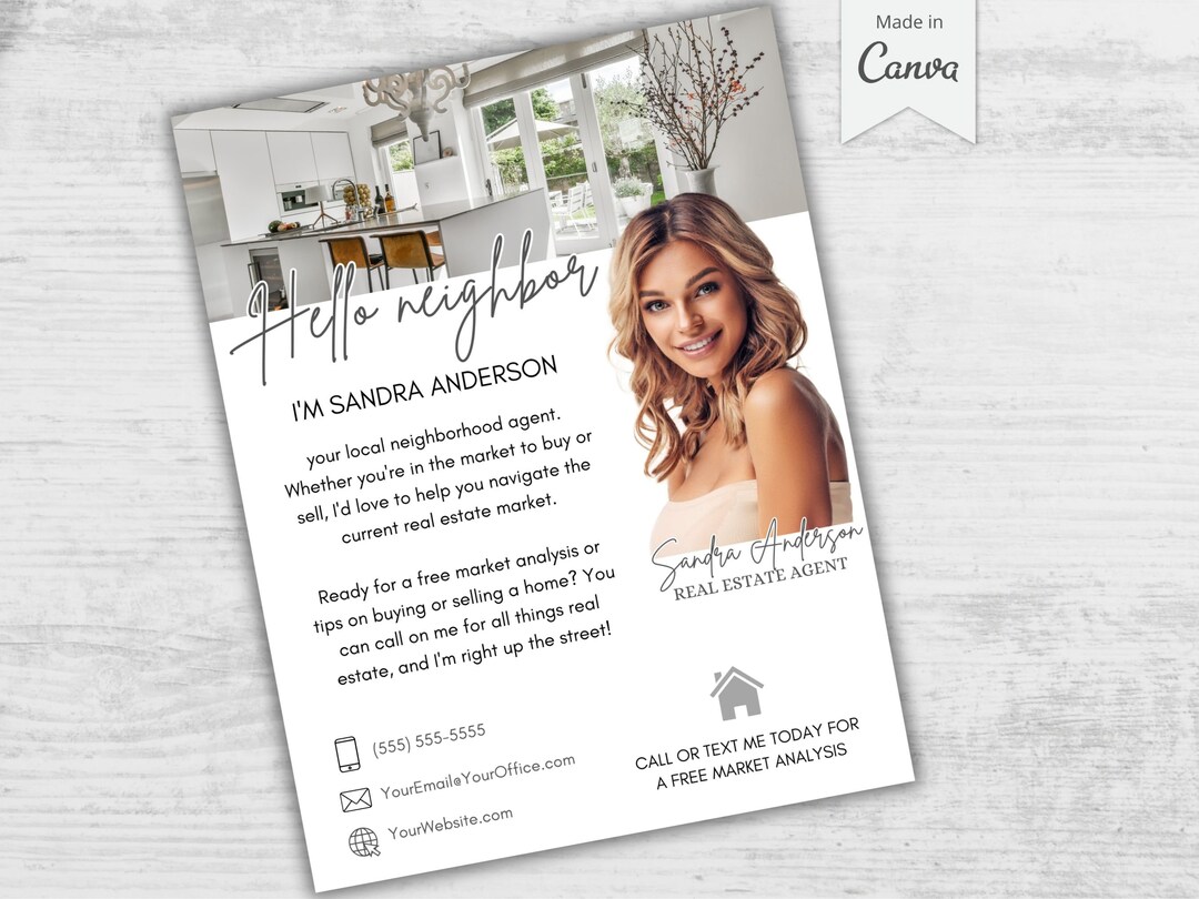 Hello Neighbor Flyer Real Estate Marketing Editable Canva Template Real ...
