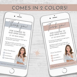 Real Estate Textable Open House Thank You Realtor Follow up Letter ...