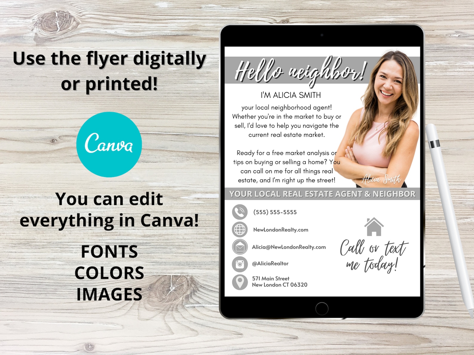 Hello Neighbor Real Estate Flyer Template: Canva Printable (digital ...