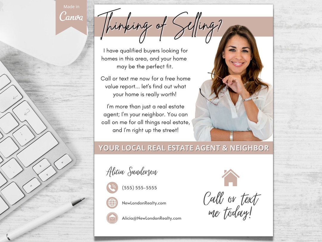 Real Estate Flyer Thinking of Selling Canva Realtor Template Real ...