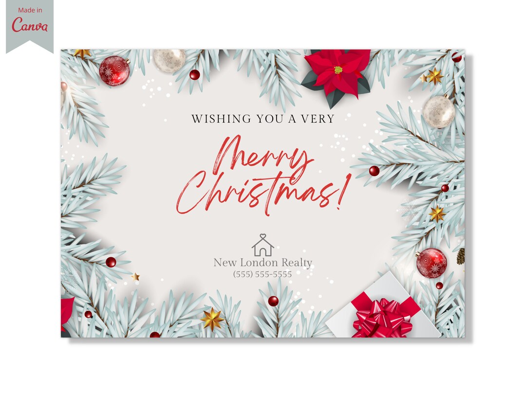 Real Estate Christmas Card Template Realtor Christmas Marketing Real ...