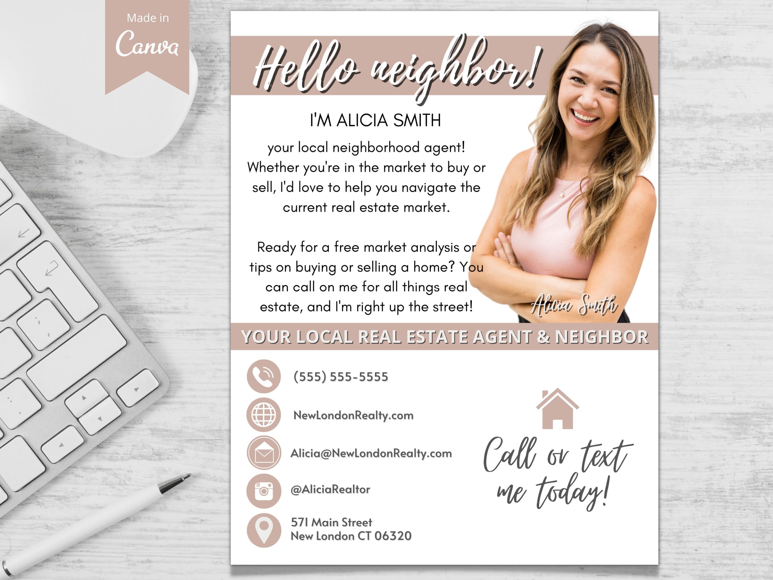 Hello Neighbor Real Estate Flyer Template: Canva Printable (digital ...