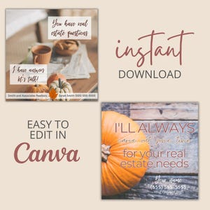 Fall Real Estate Social Media Templates: Realtor Marketing in Canva (60 ...