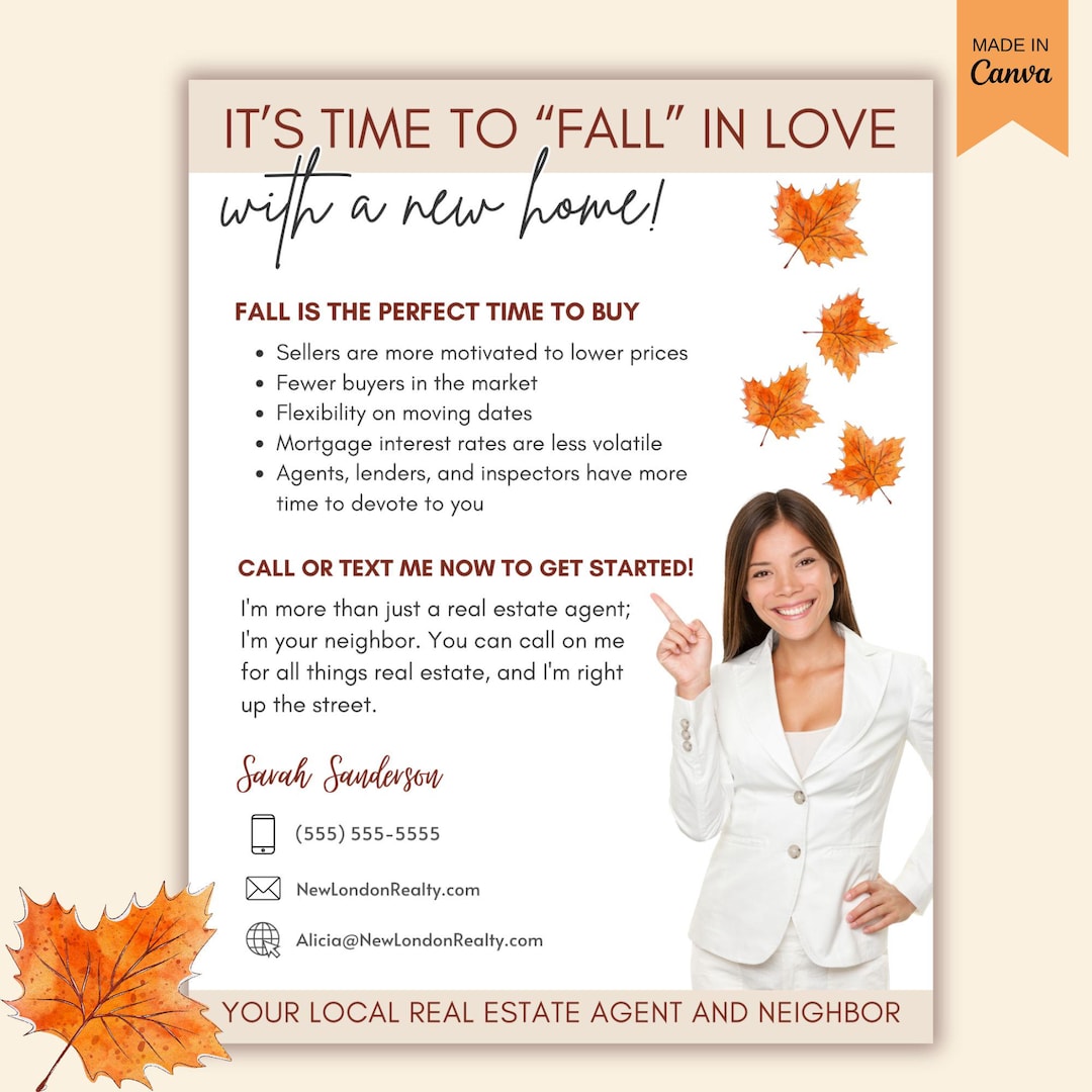 Fall Real Estate Marketing Flyer Canva Template Real Estate Template ...
