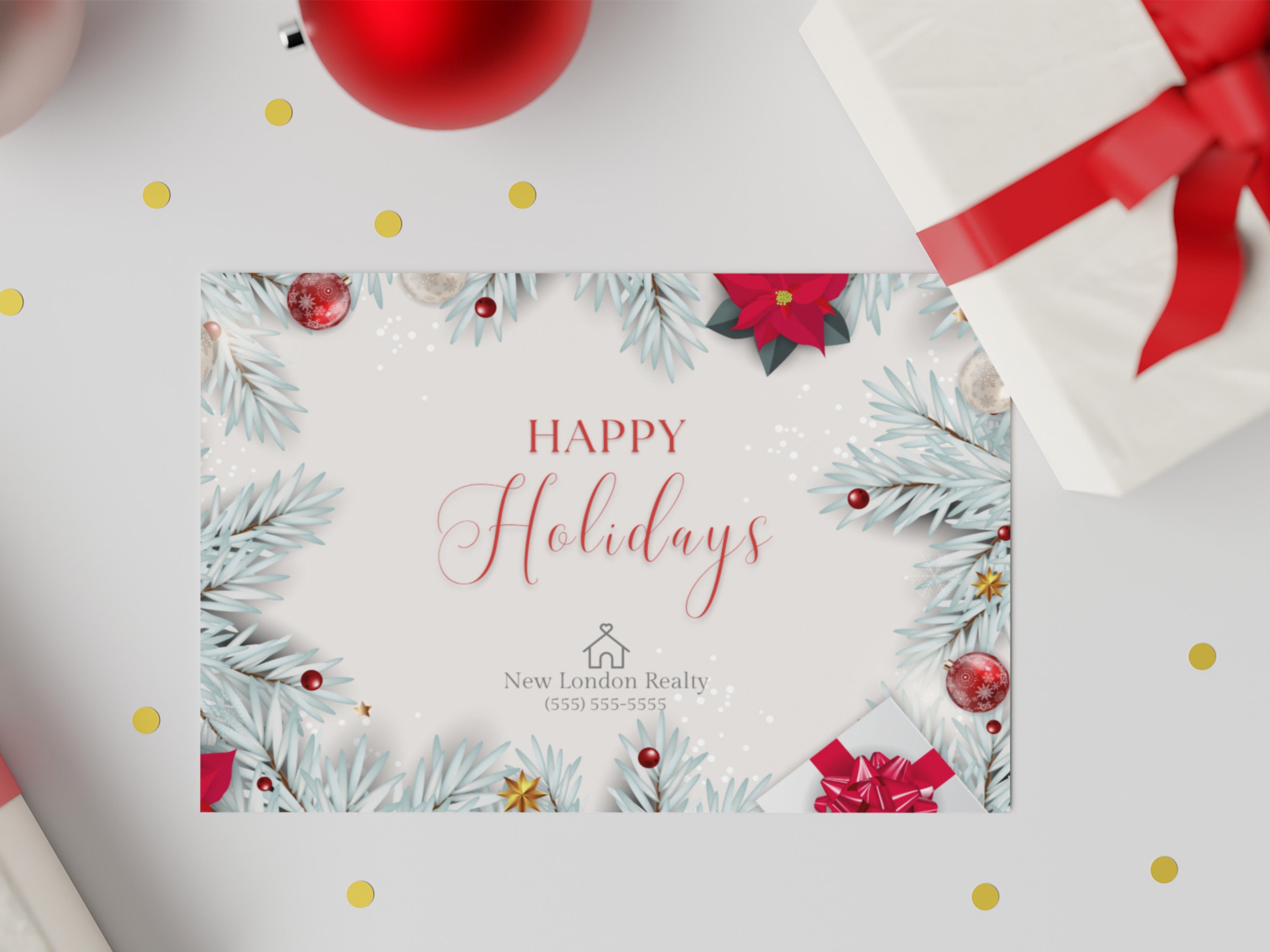 Real Estate Holiday Card Template: Christmas Realtor Marketing (digital ...