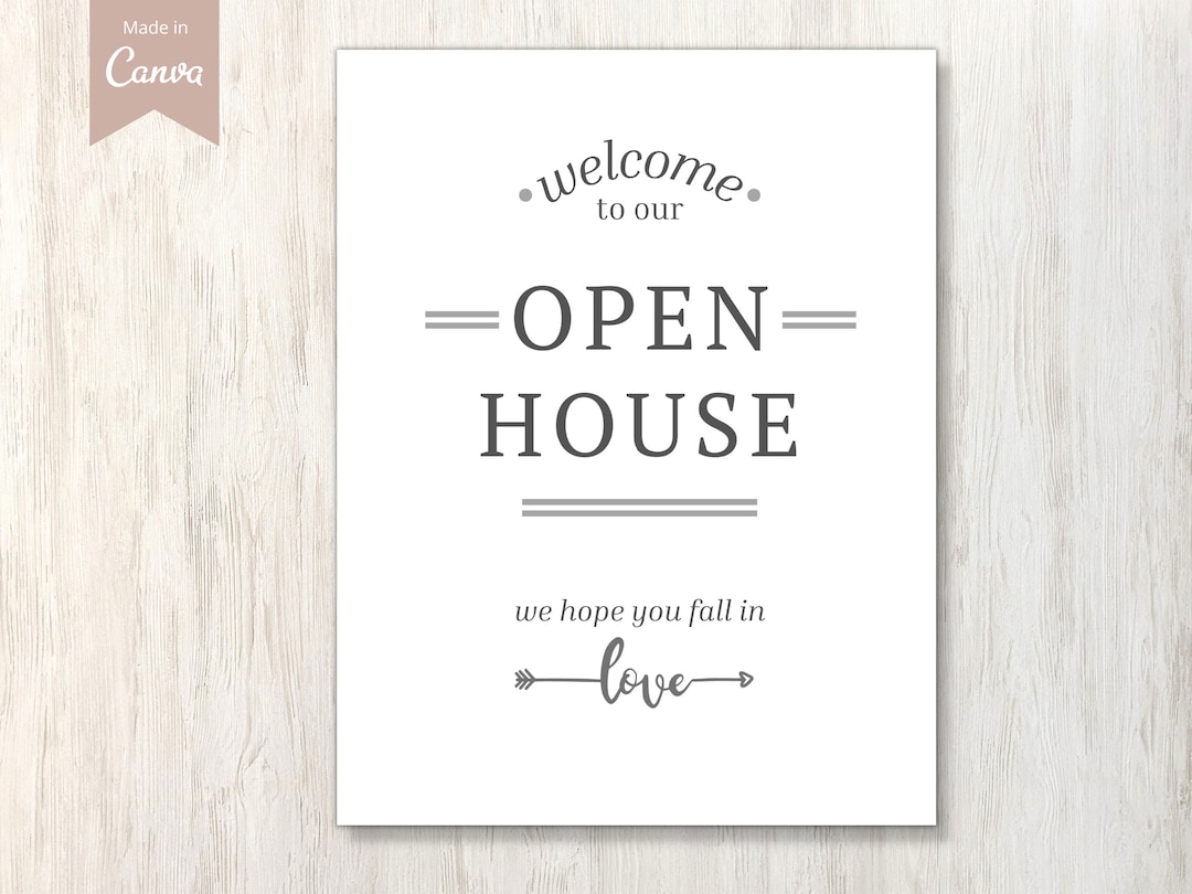 Open House Welcome Sign: Printable Realtor Template (PDF & Canva) - Etsy