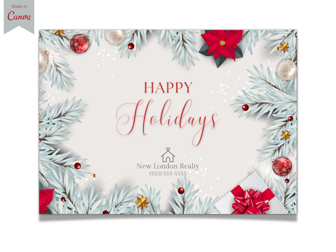 Real Estate Happy Holiday Card Template | Realtor Christmas Marketing ...