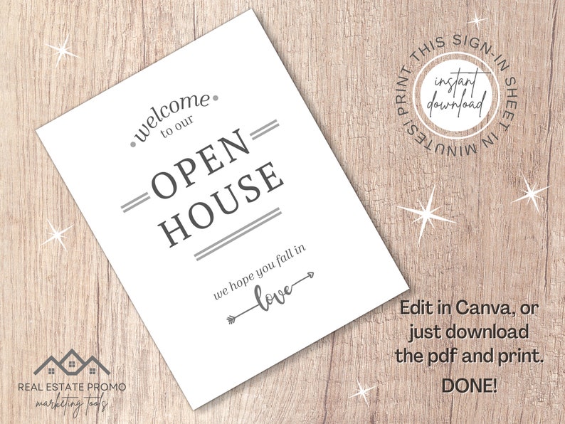 Open House Welcome Sign: Printable Realtor Template (PDF & Canva) - Etsy