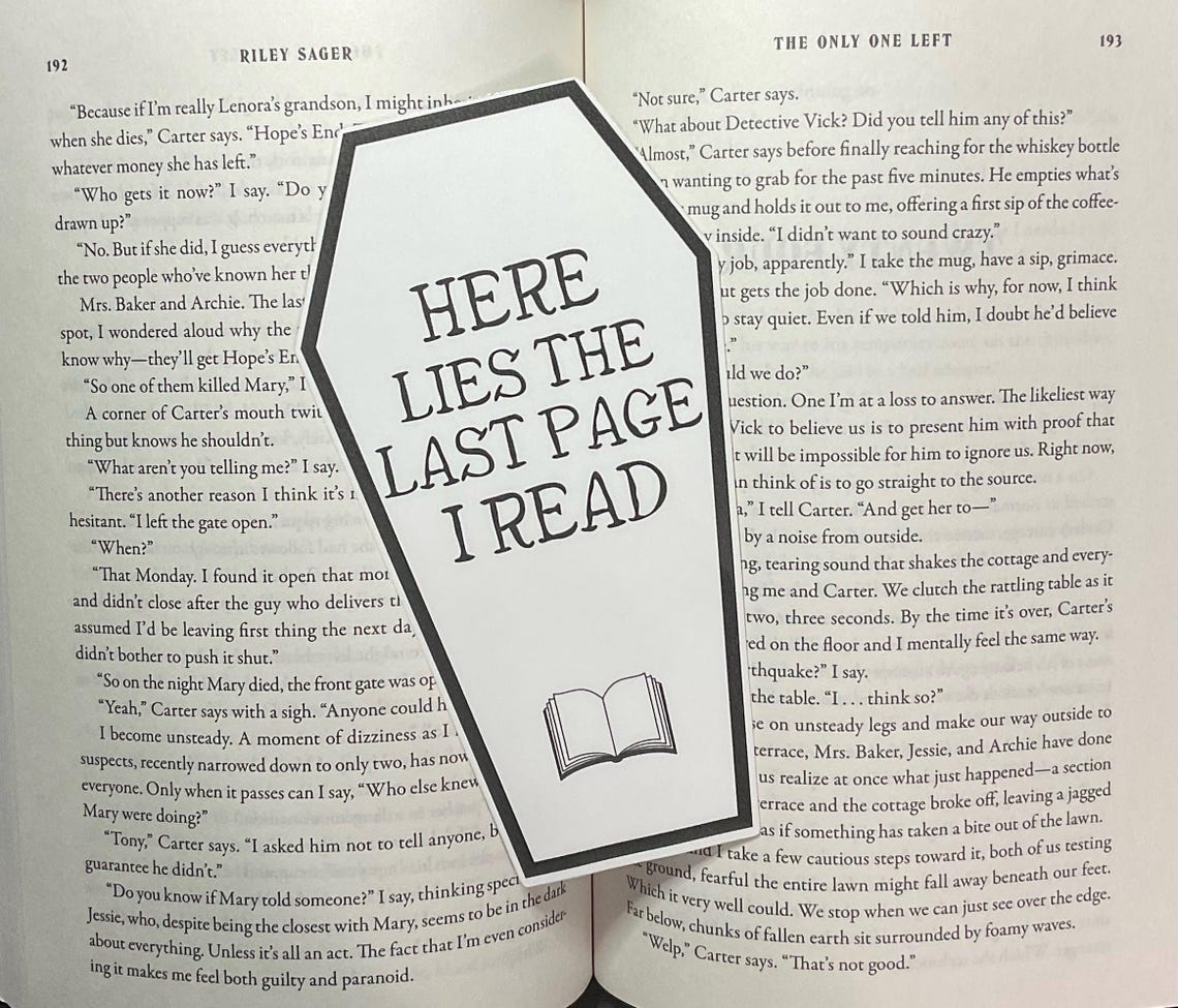 Here Lies the Last Page I Read, Bookmark, Thriller Bookmark, Book Lover ...