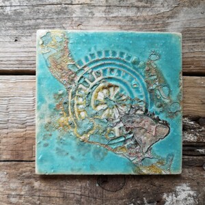 Handmade Ceramic Blue Kitchen Tile, Garden Wall Art Tile, Artisan Tile ...