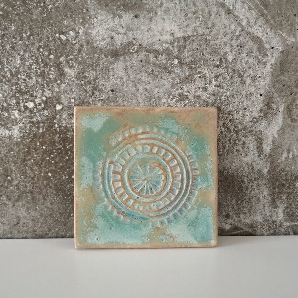 Handmade Fireplace Tile, Ceramic Turquoise Decorative Tile, Unique Tile ...