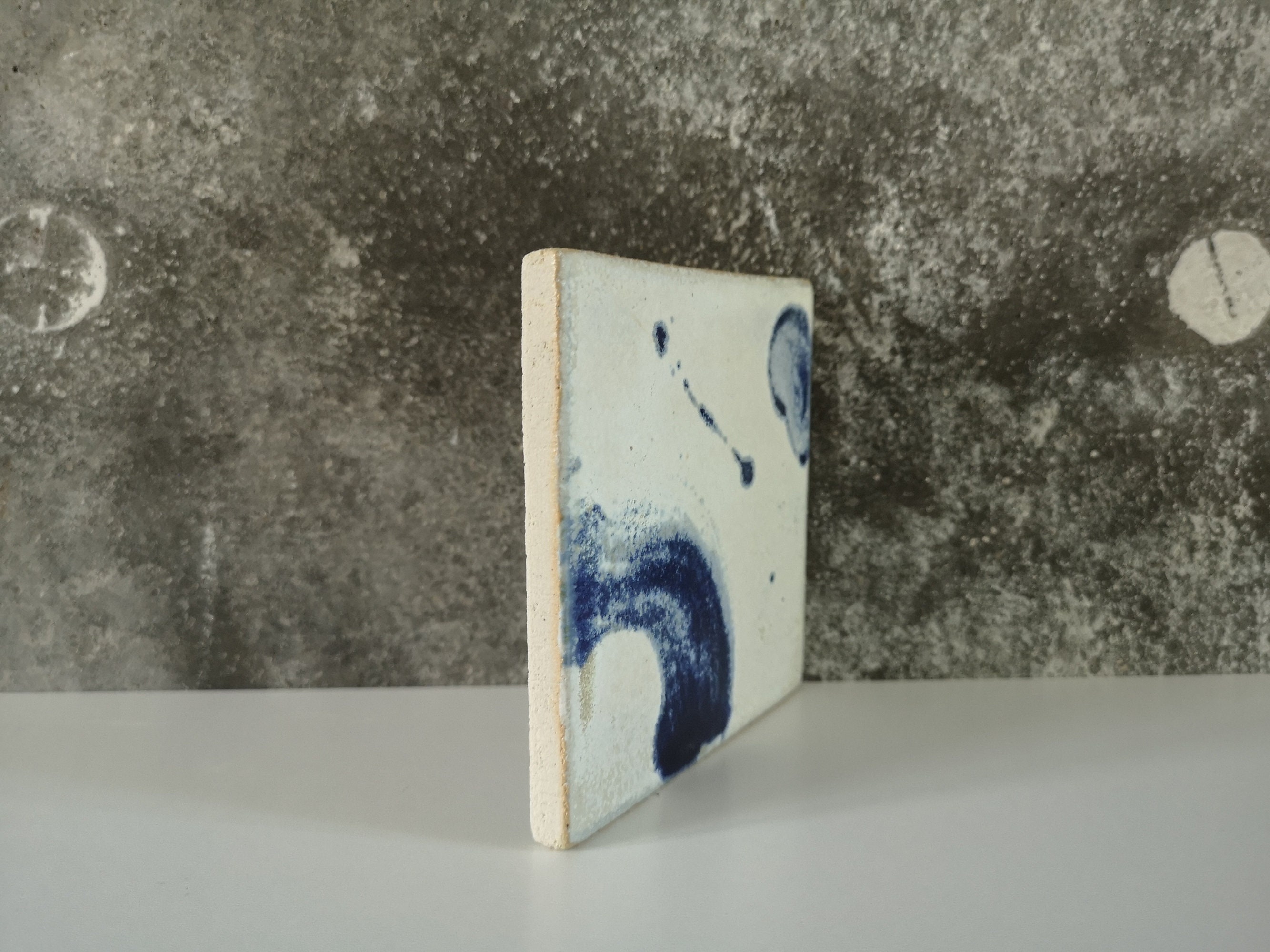 Japanese Style Wall Decor Tiles, Handmade White Floor Tiles, Set of 4 ...